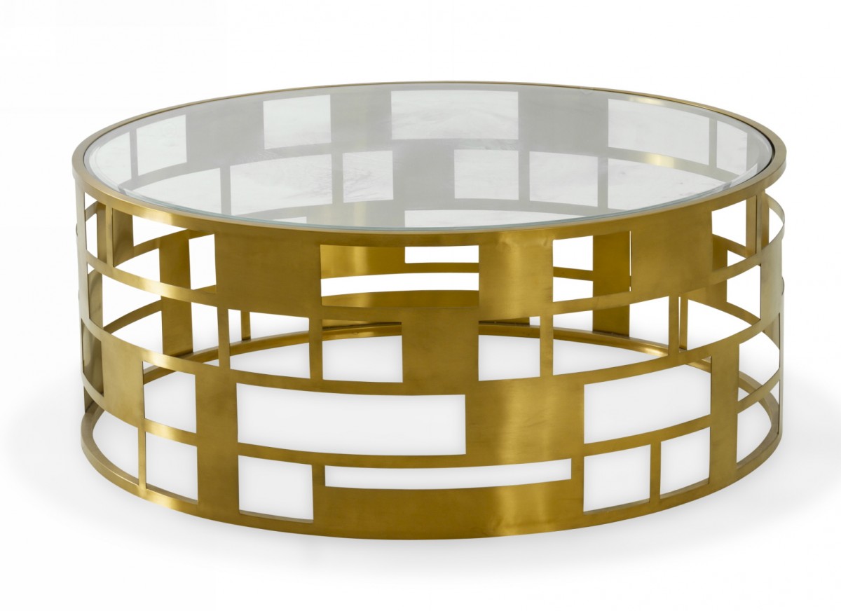Berlin Glam Clear Glass And Gold Glass Coffee Tabl | Modern Table ...