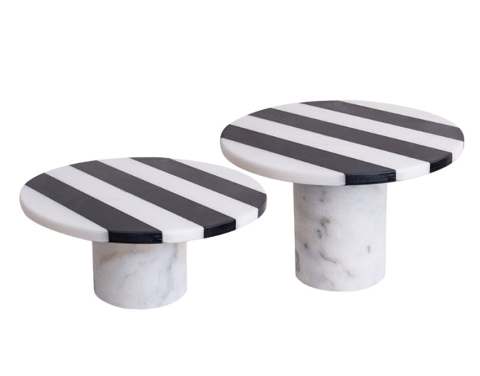 Black and White Striped marble Cake Stand Large – Modern Contempo