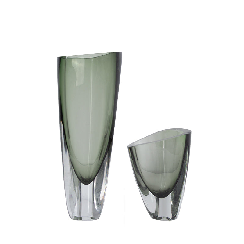 Smoke Grey Triangle Glass Vase Set – Modern Contempo