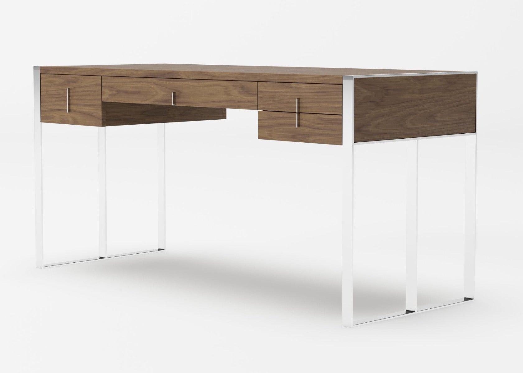 Soho Modern Walnut & Stainless Steel Desk | Modern Desks & Tables ...