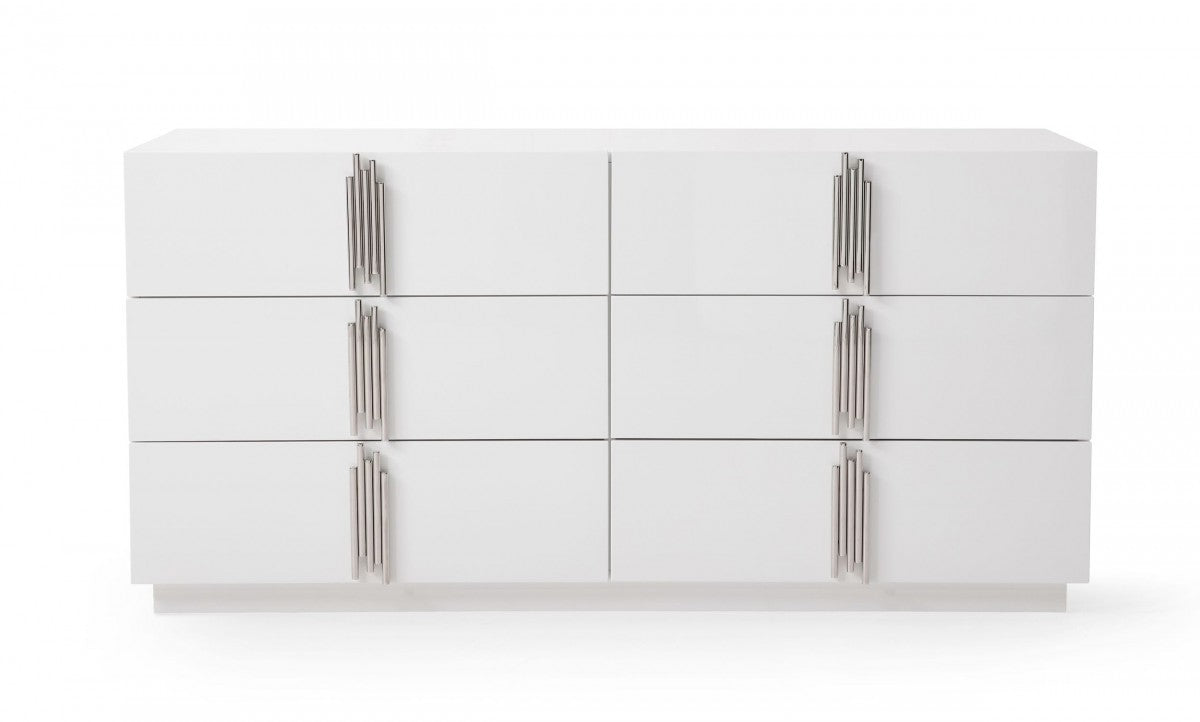 Entice Modern White & Stainless Steel Dresser | Modern Furniture ...